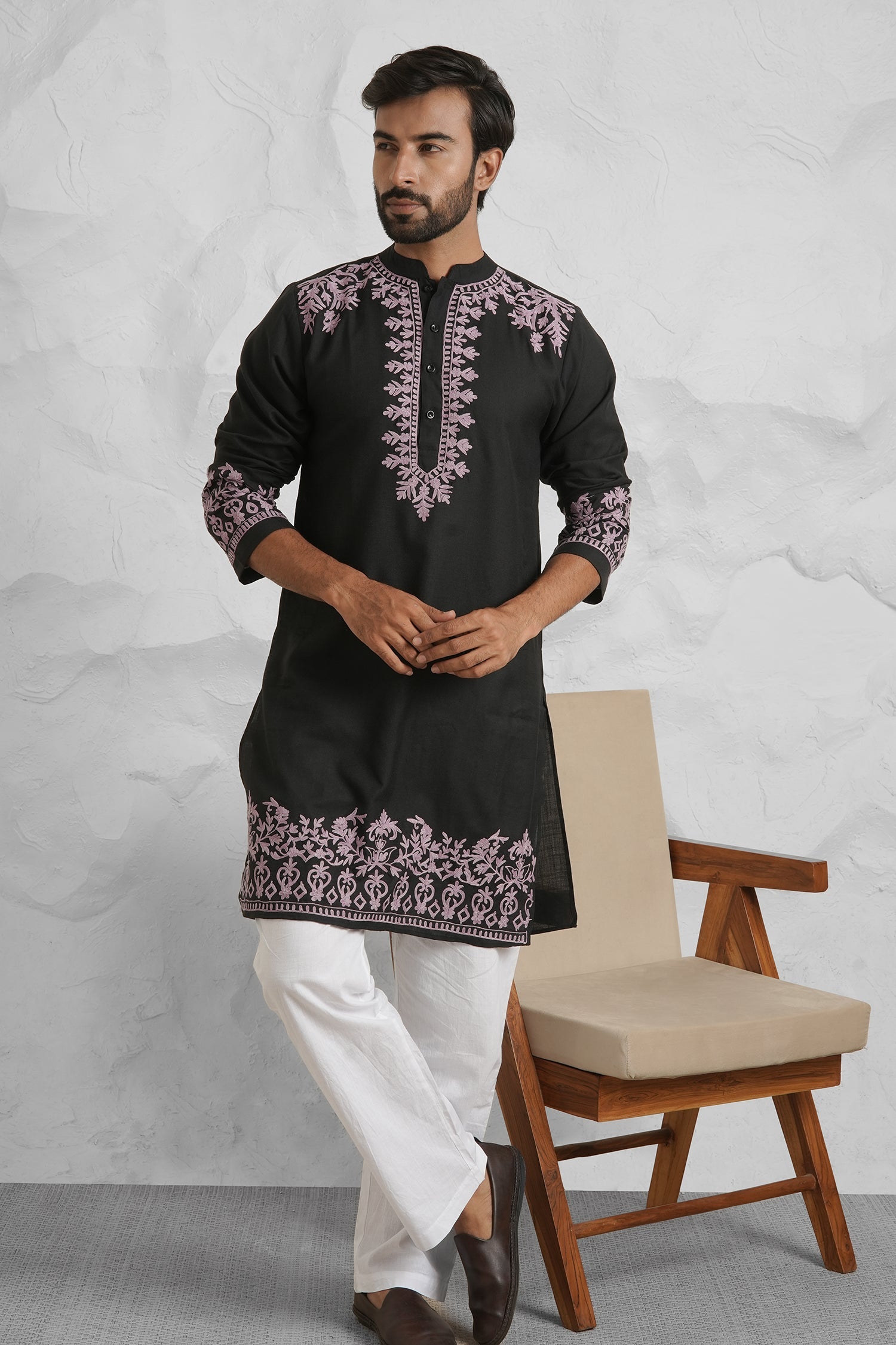House Of Kari(Chikankari Clothing) - Cotton Aari Work Kurta for Men ...