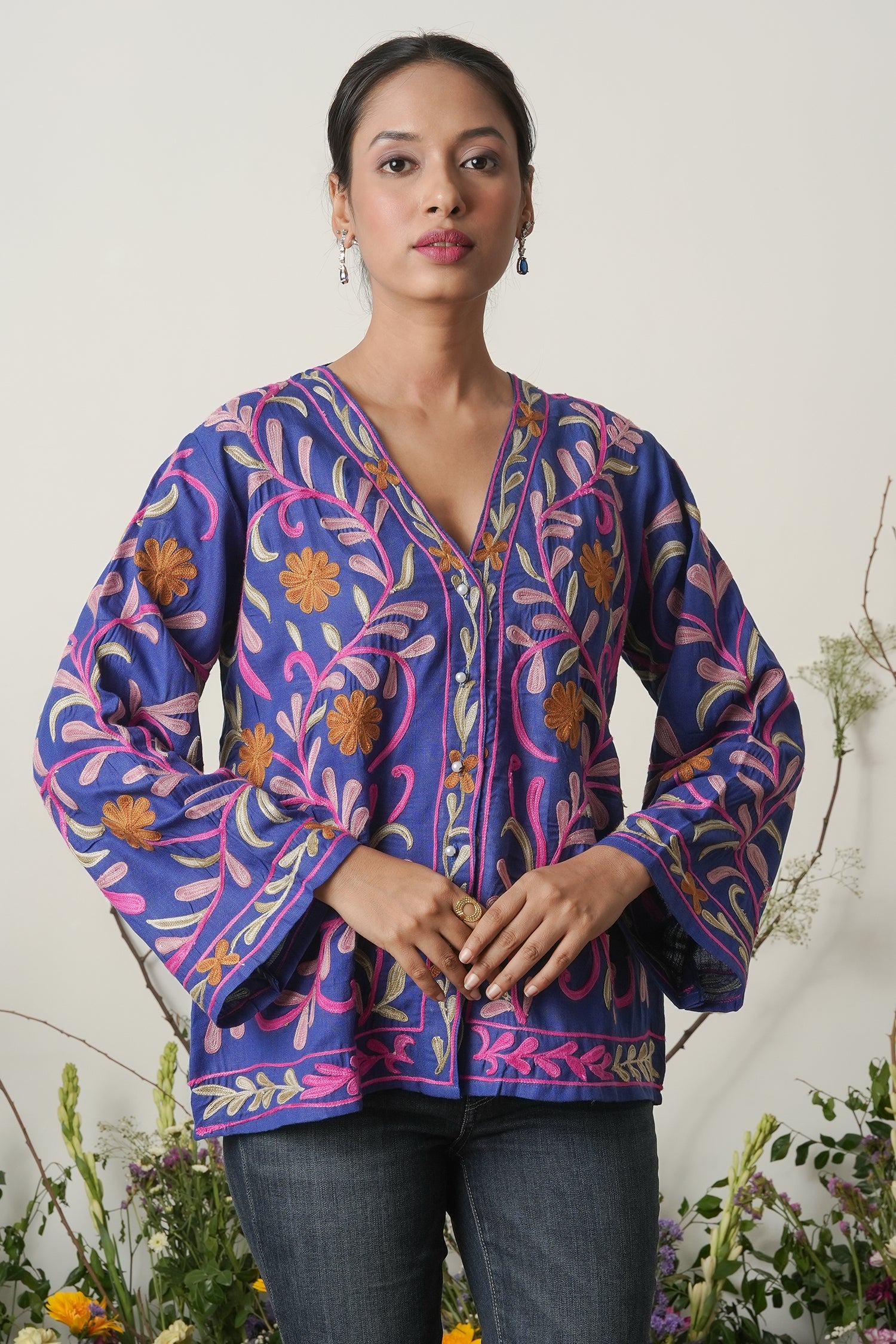 House Of Kari(Chikankari Clothing) - Kashmiri Jacket With Aari Work ...