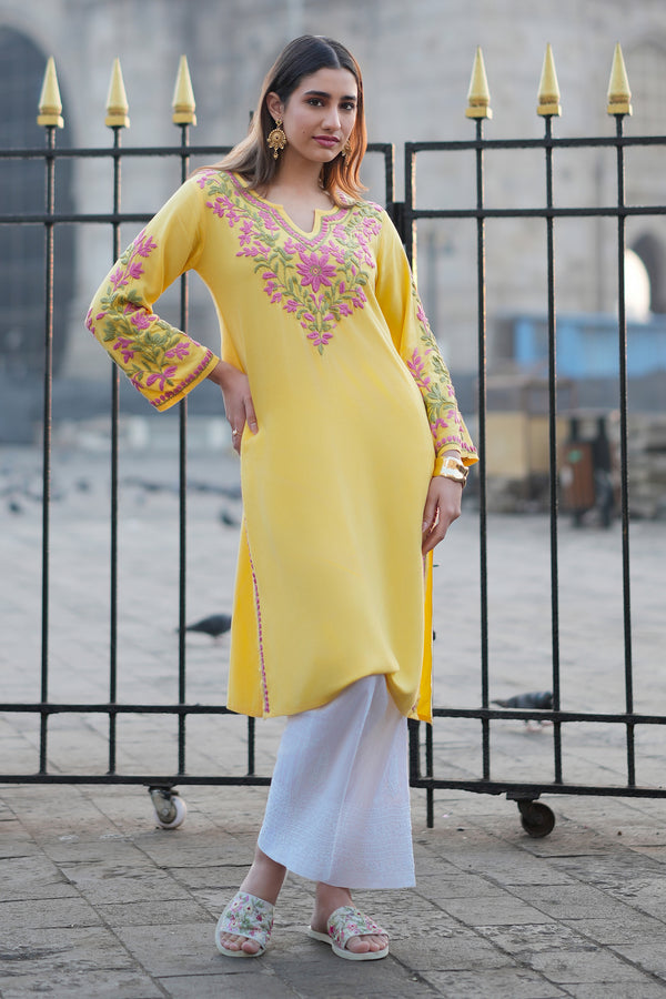 House Of Kari(Chikankari Clothing) - Rayon Chikankari Embroidered Kurta ...